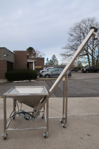 Inclined Stainless Steel Screw Feeder/Conveyor, with Vibratory Hopper ...